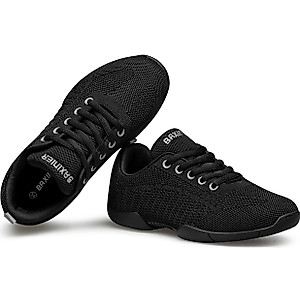 BAXINIER Girls Black Cheerleading Shoes Breathable Youth Cheer Competition Sneakers Athletic Training Dance Tennis Walking Shoes - Black 8 Women