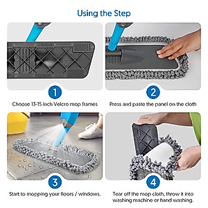 EXEGO Reusable Mop Pads Refills for Swiffer Power Mop Microfiber Mop Pads Refills Machine Washable Household Replacement Mop Pads Compatible with Swiffer Power Mop 13"-15" Spray Wet Mops, 5 Pack