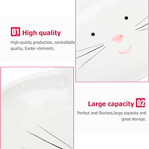 Yardwe Ceramic Plate Easter Bunny Rabbit Dessert Plate Porcelain Food Serving Platter Dish Tray Plate Ceramic Tableware for Home Kitchen Restaurant