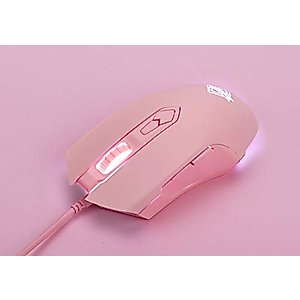 FIRSTBLOOD ONLY GAME. AJ52 Watcher RGB Gaming Mouse, Programmable 7 Buttons, Ergonomic LED Backlit USB Gamer Mice Computer Laptop PC, for Windows Mac OS Linux, Pink