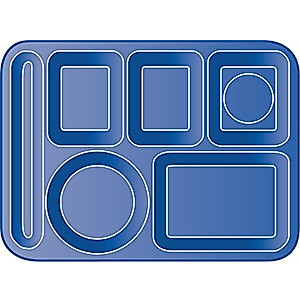 Carlisle FoodService Products Left-Hand Heavyweight 6-Compartment Melamine Tray 10" x 14" - Dark Blue