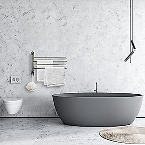 MOVNO Swing Out Towel Bar, 4-Arm Silver Wall Mounted Swivel Towel Rack with Hooks Rustproof, Towel Hanger Holder Storage Organizer for Bathroom Kitchen Space Saving