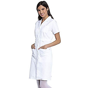 Dickies womens Button Front medical scrubs dresses, White, Large US