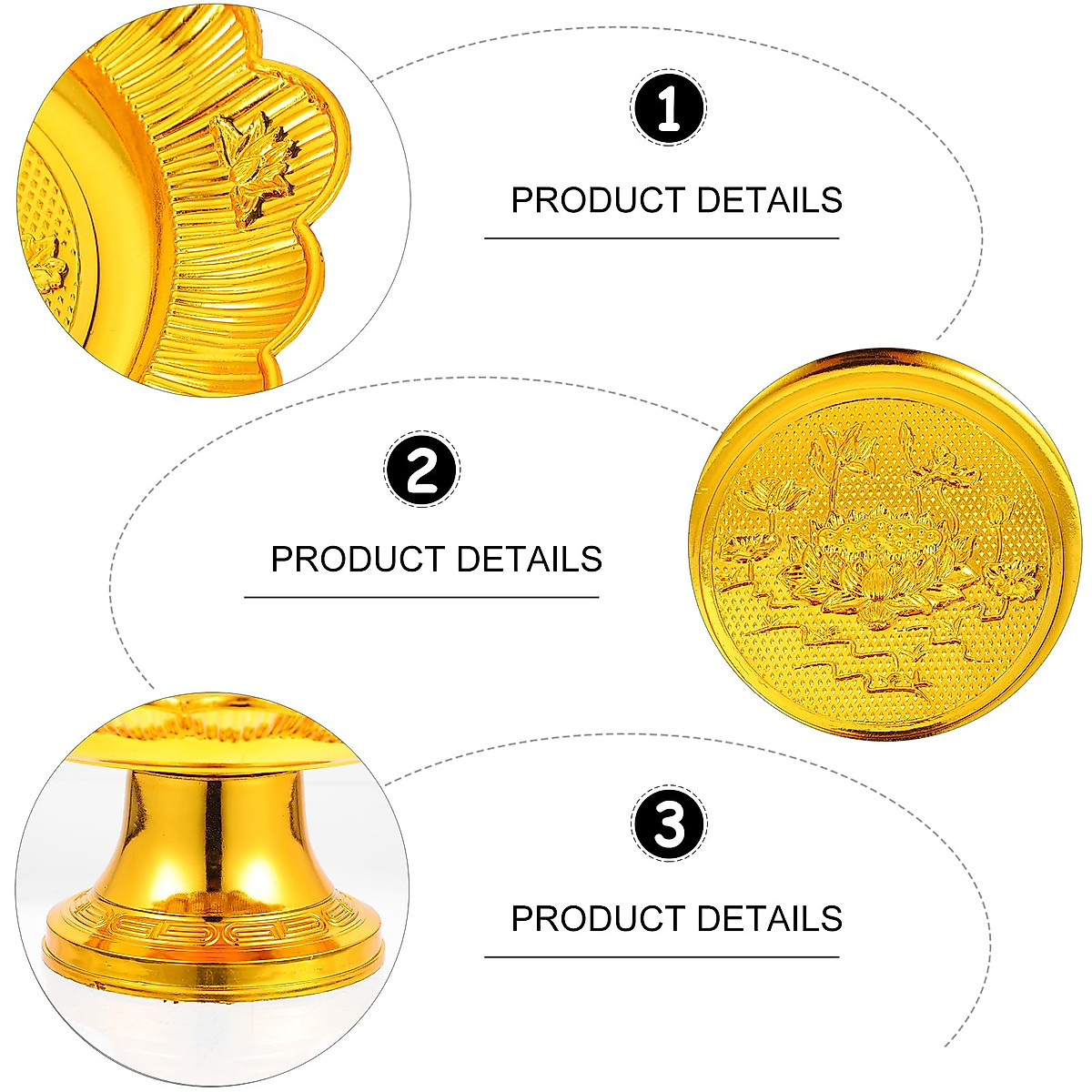 Buddha Altar Fruit Plate：2PCS Offering Plate Tribute Serving Trays - Offering Fruit Desserts and Snacks for Buddha Altar Temple - Gold (8 Inches)