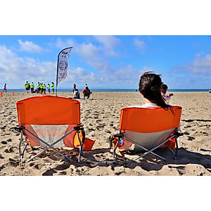 Nice C Chair for Beach for Adults 2 Pack, Low Chair, Sling, Folding, Portable, Concert, Kids, Boat, Sand Chair with Cup Holder & Carry Bag (Set of 2 Orange)