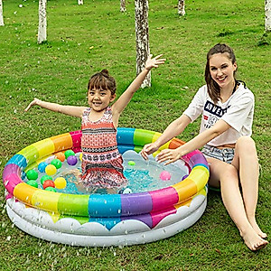 JOYIN Inflatable Kiddie Pool, 2 Pack 47'' Rainbow Unicorn Baby Swimming Pool 3 Ring Swim Pool for Kids, Water Pool for Seasonal Merriment for Ages 3+