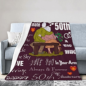 50th Anniversary Blanket Gifts, I Love You Gifts for Her Wedding Anniversary, Happy Birthday Gift for Wife from Husband Ideas, Unique Gifts for Wife Who Has Everything, W50 xL60