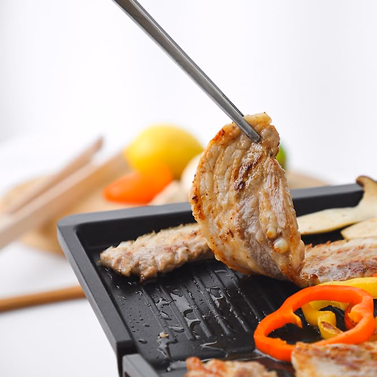 sisem Square Grill Pan, Korean style Traditional BBQ Grill Pan - 5 layer Titanium Nonstick Indoor/Outdoor Smokeless BBQ Cast Aluminum Grill Pan, only gas stove, Square