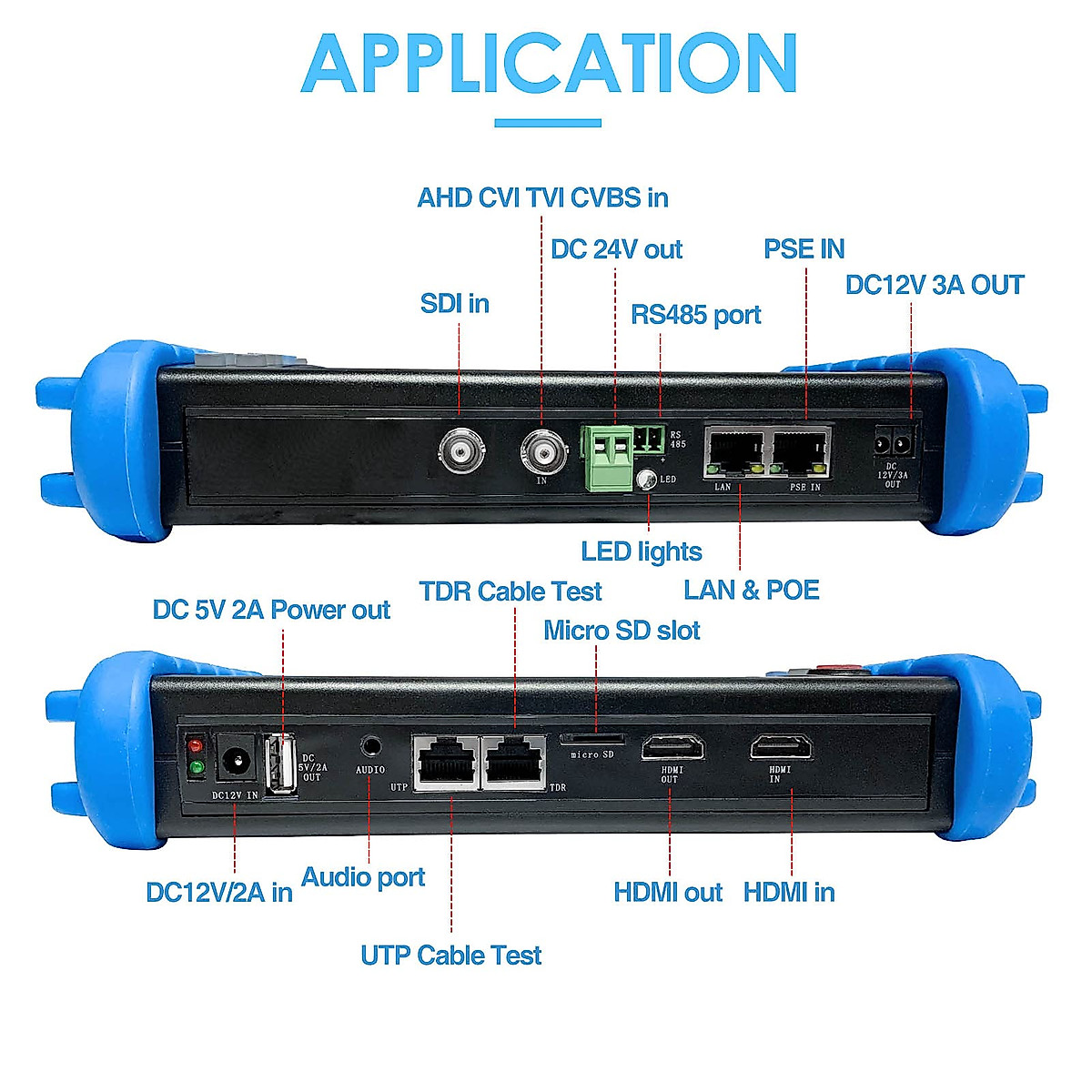 Rsrteng CCTV Camera Tester, IPCXS-ACHITU Security IP Camera Tester 8MP CVI TVI AHD SDI CVBS Camera Tester 7inch IPS Touch Screen Support TDR POE WIFI 4K HDMI IPC Tester