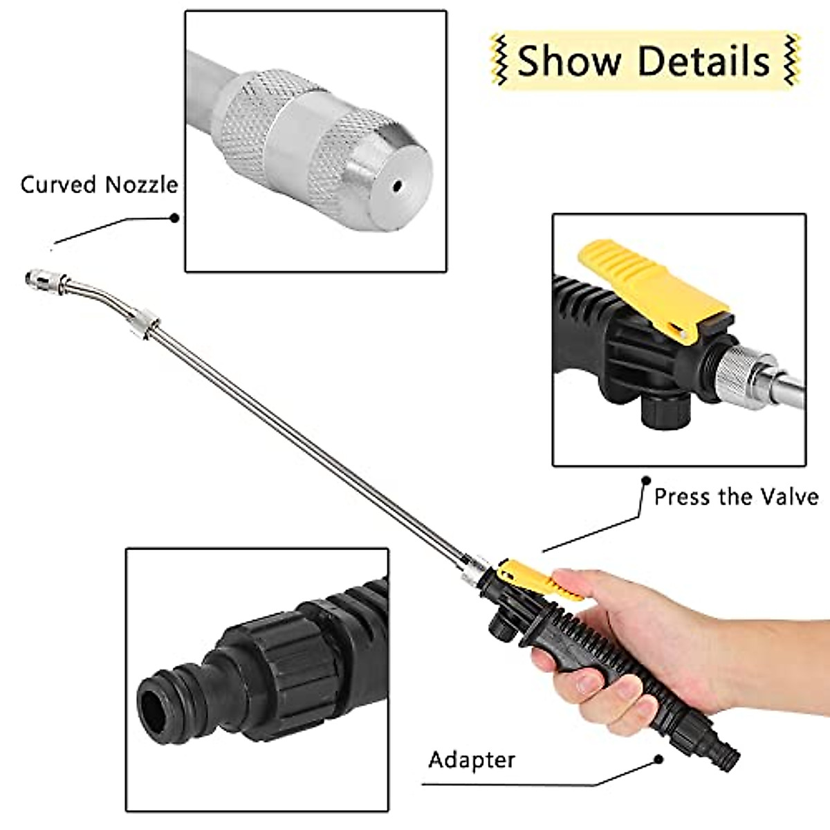 Watering Wand, Water Sprayer, G3/8in Dn10 2-in1 High Pressure Adjustable Water Sprayer Flower Watering Nozzle 22.8in For Gardens Orchards Greenbelts