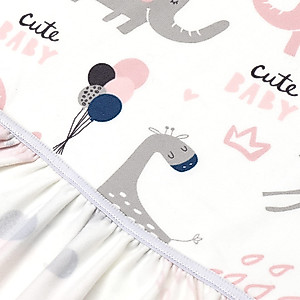 Pack n Play Playard Sheets JERORAY for Girls and Boys,2 Pack Stretchy Ultra Soft Jersey Knit Portable Mini Cribs Playards Sheets, Pink Elephant