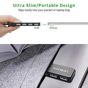 UFBOSS 4 Port USB 3.0 Hub, USB Hub for Laptop USB 3.0 Splitter with 1 Ft Long Cable