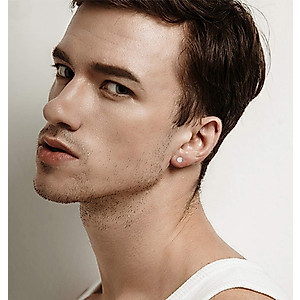 LOYALLOOK Stainless Steel Black Stud Earrings Silver Cubic Ziconia Stud Earrings Sets Tunnel Earring Ball Studs for Women Men 16 Pairs 6MM