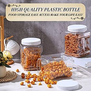 12 Pack Clear Plastic Storage Jars with Lids, 27 oz Square Plastic Containers with Airtight Lids, Paint Storage Containers with Easy Grip Handles, Reusable Wide Mouth Plastic Canisters with Lids
