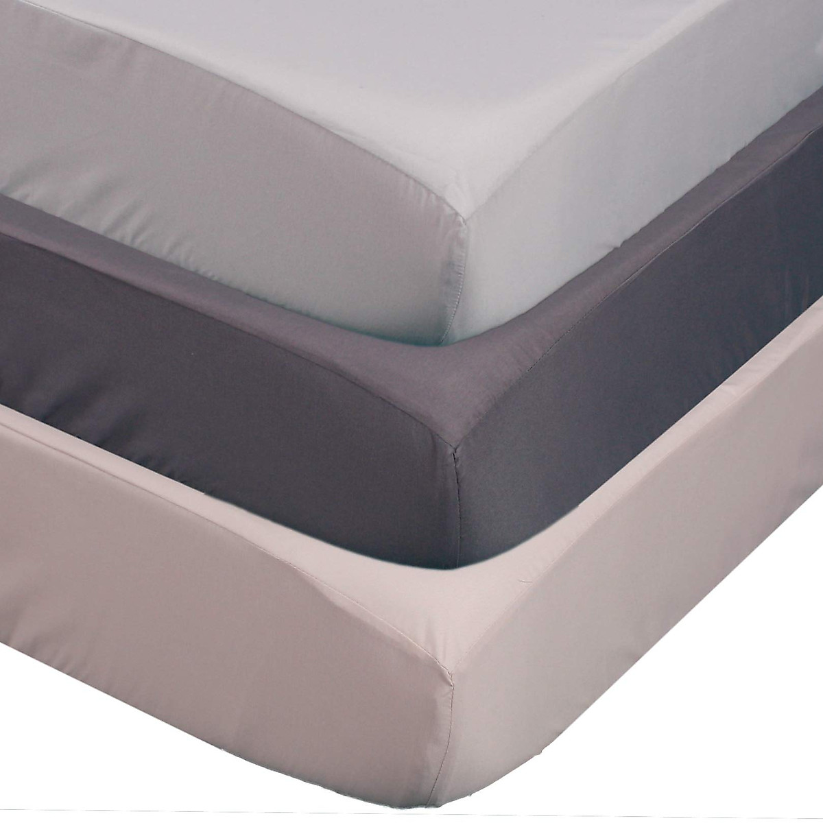 Belsden 3 Pack Soft Waterproof Crib Sheets, Wipeable Machine Washable Crib and Toddler Mattress Pad Cover, Fitted Microfiber Baby Sheets Set, 28’’x 52’’, Light Grey & Dark Grey & Apricot