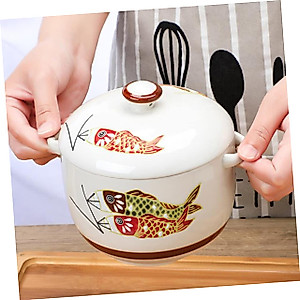 1pc Ceramic Small Crock Soup Cup Ceramic Kitchenware Ceramic Stew Pot Ceramic Stew Cup Dessert Cup with Lid Ceramic Soup Bowl Ceramic Bowl Steaming Bowl Kitchen Tableware