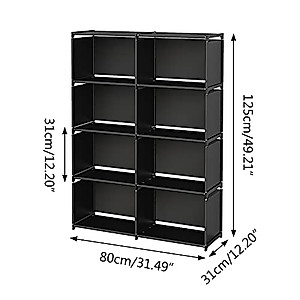 MOYIPIN Bookshelves, Assembled Storage Rack, Bedroom Living Room Vertical Cabinet Bookshelf, Double Row 8-Grid Multi-Functional Storage Equipment (Black)