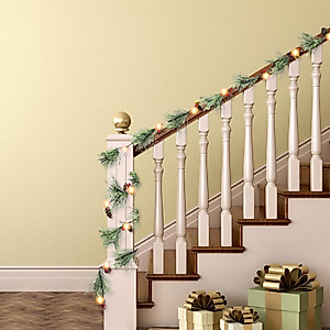 Christmas Garland with Lights, Pre-lit 6 Feet Natural Christmas Smokey Pine Garland, Rustic, Used to Decorate Rooms, Fireplaces, Chandeliers, Stairs