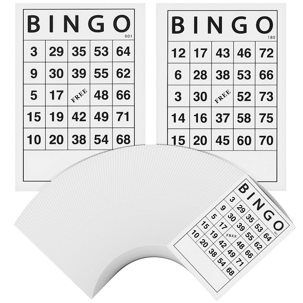 Juvale 180 Sheets Reusable Paper Bingo Cards Bulk for Adults, Disposable Number Game Set for Large Groups (4x6 in)