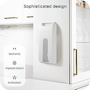 Manterio Plastic Bag Holder | Durable Plastic Wall Mount Kitchen Grocery Bag Storage Organizer | Smudge Proof, Fingerprint Resistant | White