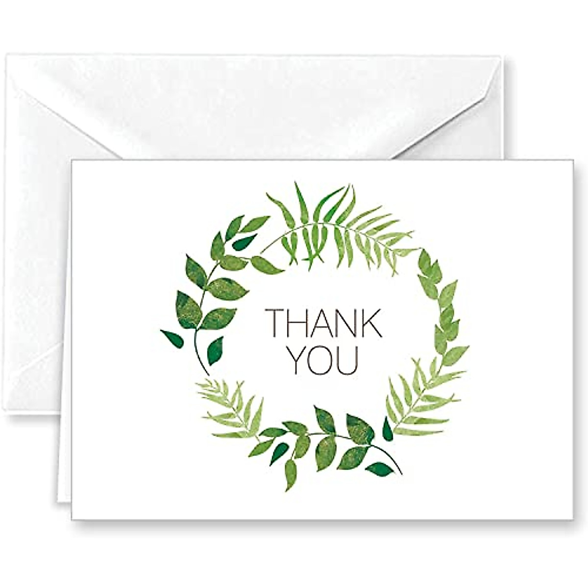 Paper Frenzy Elegant Ferns Thank You Note Cards and Envelopes - 25 pack