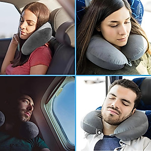 Travel Neck Pillow - Memory Foam Pillow Support Pillow,Luxury Compact & Lightweight Quick Pack for Camping,Sleeping Rest Cushion (Grey)