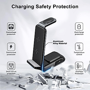 Wireless Charging Station for Samsung - Fast Charging Wireless Charger for Galaxy S23 Ultra/S23/S23+/Z Flip/Fold 5/4/3/iphone/Android Phones, Galaxy Watch 6/5 Pro/5/4/3 & Buds.(with 30W PD Adapter)