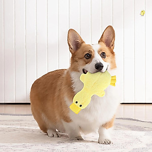 FLYUFO Dog Chewing Duck, Built in Sound Stuffed Dog Toys, Bite Resistant Squeaky Plush Pet Toys, Durable Dog Teething Toys, Lightweight Puppy Plushie Supplies, Dog Plush Toys for Pet Dogs and Puppies
