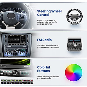 Single Din Flip Out Touch Screen Car Stereo with Apple Carplay and Android Auto, 1 Din Radio Support Bluetooth Mirror Link Remote Control USB TF Card FM Radio Microphone