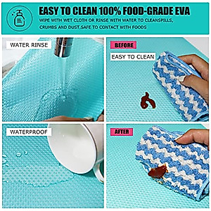 Rwotlls 20Pcs Refrigerator Liners, Washable Fridge Liner Mats Covers Pads for Glass Shelf Cupboard Cabinet Drawer Home Kitchen Accessories Organization (Blue)