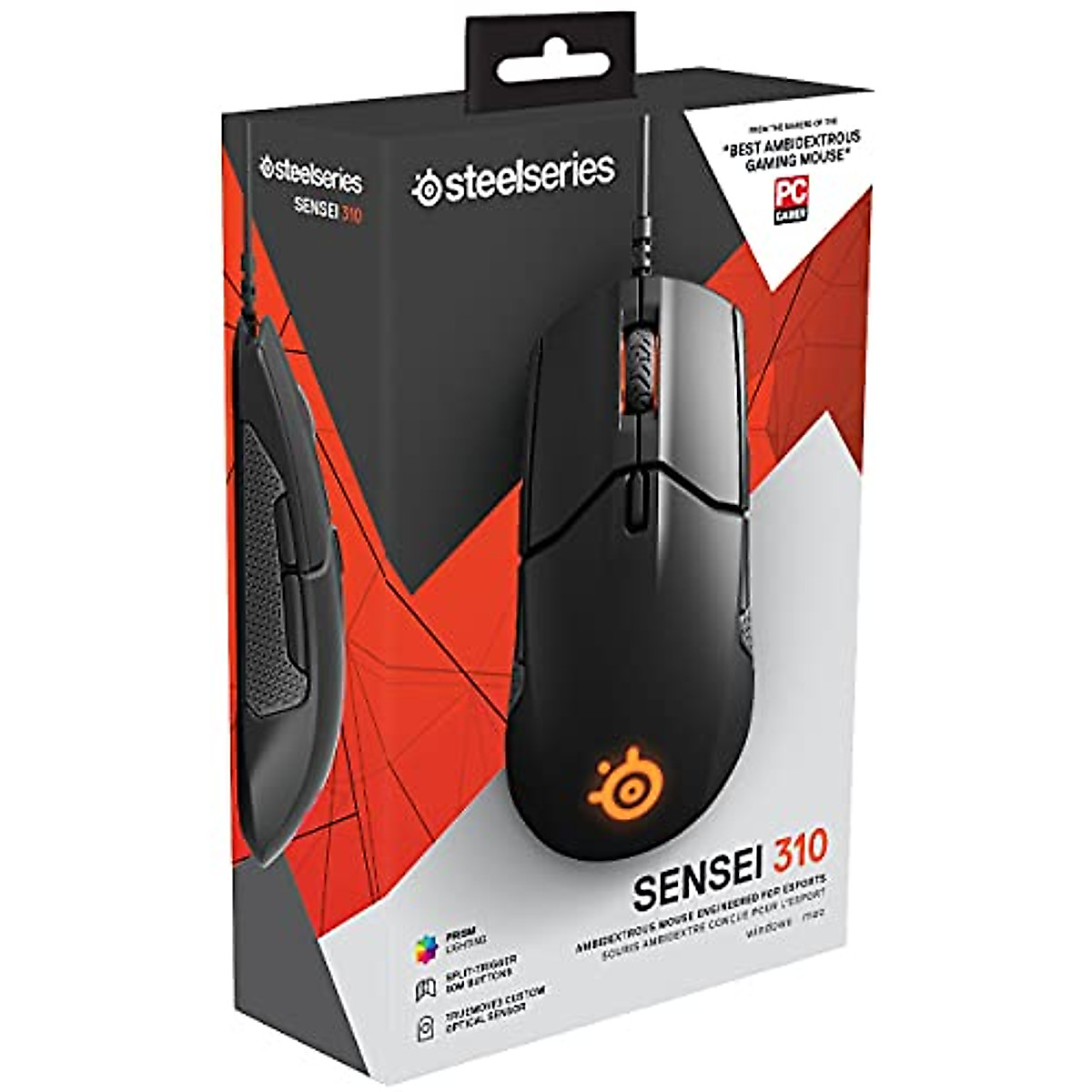 SteelSeries Sensei 310 Gaming Mouse - 12,000 CPI TrueMove3 Optical Sensor - Ambidextrous Design - Split-Trigger Buttons - RGB Lighting, Black