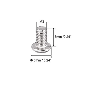 uxcell M3x6mm Machine Screws Hex Socket Round Head Screw 304 Stainless Steel Fasteners Bolts 100pcs