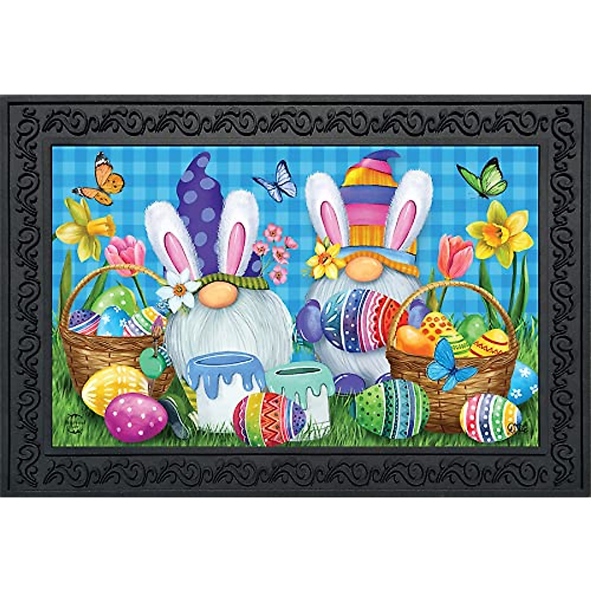 Briarwood Lane Easter Gnomes Doormat Insert - 30" x 18" - Gnome Easter Doormat - Easter Door Mat - Easter Outdoor Mats - Briarwood Door Mat Inserts - Gnome Easter Door Mat