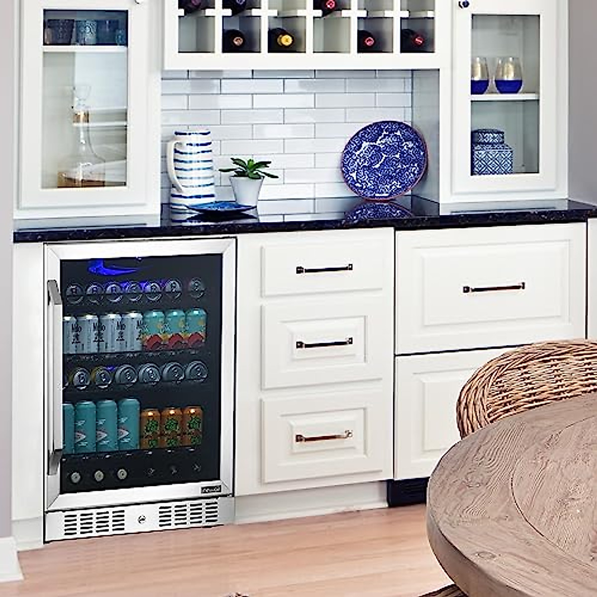 NewAir 24" Beverage Refrigerator Cooler - 177 Can Capacity - Stainless Steal With Built In Mini Fridge and Glass Door | Cool your Soda, Beer, and Beverages to 37F NBC177SS00