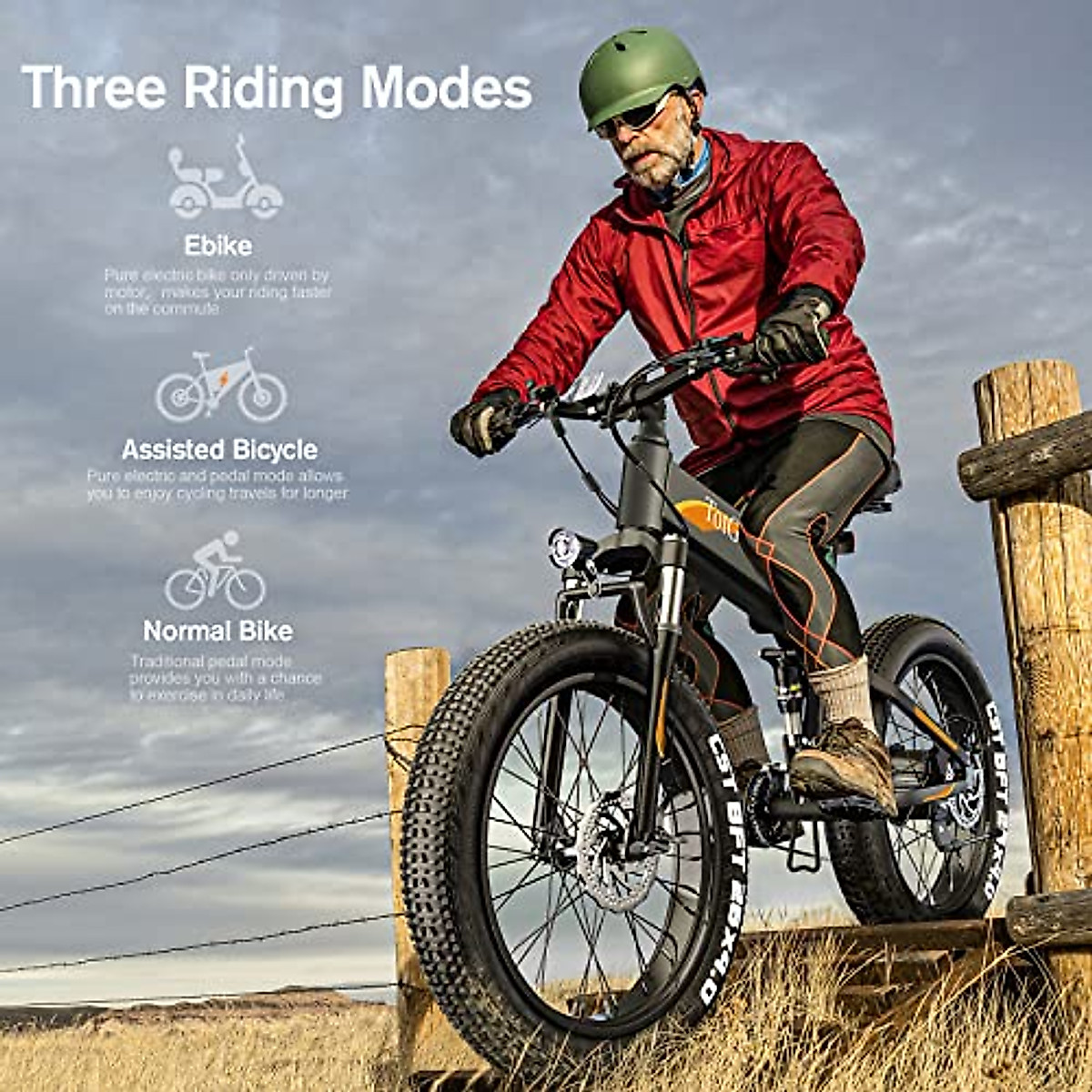 TotGuard 26" Fat Tire Electric Bike 500W 21.6MPH Ebike Foldable Adult Electric Mountain Bicycles with 48V 10Ah Battery and Lockable Suspension Fork