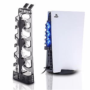 PS5 Controller Accessories, PS5 Controller Charger Station and PS5 Cooling Fans with LED Indicator