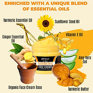 Turmeric Cream for Face & Body - All Natural Turmeric Cream Skin Brightening Lotion - Turmeric Cream Cleanses Skin, Fights Acne, Evens Tone - Pure Handcrafted Skincare Made in the USA 2 Oz