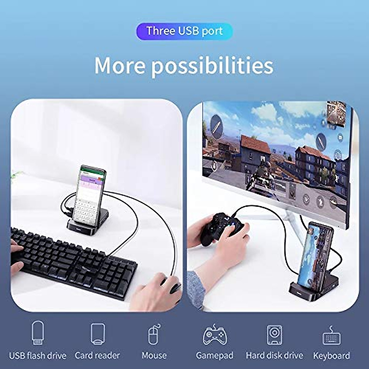 GPPZM 7 in 1 USB Type C Hub Docking Station USB-C to HDMI USB 3.0 HUB SD TF Card PD Adapter