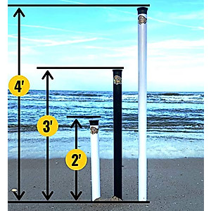 Sand Flea Surf Fishing Rod Holder Beach Sand Spike. 2, 3 or 4 Foot Lengths. Made from Impact and UV Resistant PVC. 100% USA Made. (Black, 2)