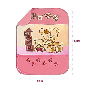 Hearth & Harbor Toddler Blanket Silky Soft Minky Children Bed Blanket - Ultra Plush, Thick & Warm - 39x51 inches Bear Prints,