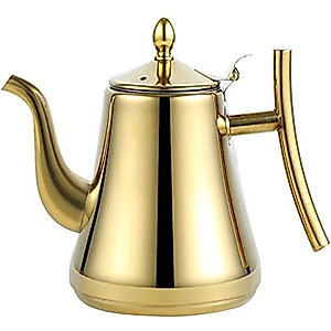 Tea Kettle With Infuser for Loose Tea Stainless Steel Stovetop Tea Kettle, Coffee Pot with Filter Stylish Appearance, Suitable for Restaurant Office (Color : Golden, Size : 1.5L)