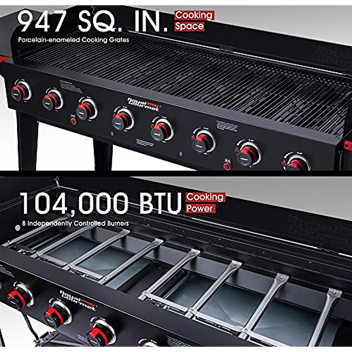 Royal Gourmet GB8003 Flat Top Grills Outdoor Cooking Propane Gas Grill and Griddle Combo, Outdoor Party or Backyard BBQ, Black