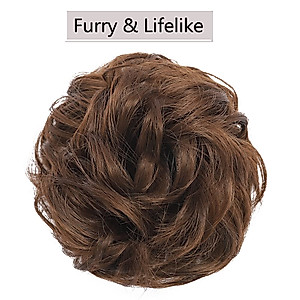 QIAORUIXIN Claw Clip in Hair Bun - Messy Curly Hairpieces Combs Add Ponytail - Synthetic Hair Extensions for Women (Light Brown).