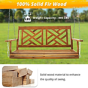 Outvita 4.1 FT Porch Swing, Acacia Wood Swing Bench Patio for Courtyard, Garden, with Heavy Duty Hanging Chain, Swing Chair for Outdoors, Gazebo Weight Capacity-800 LBS