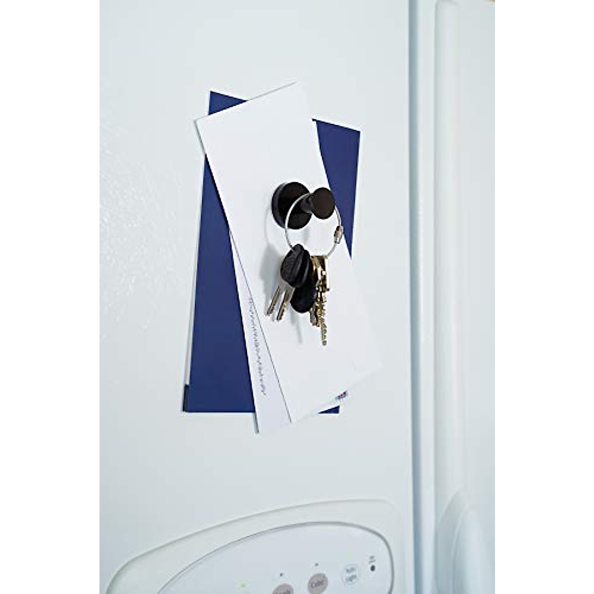 Mavoro Strong Magnetic Hooks for Hanging Coats and Bags. Set of 4 Black Magnet Hooks Heavy Duty Magnets, Neodymium 52 Rare Earth Magnets. Push Pin Style Magnet Hook for Refrigerator, Locker etc