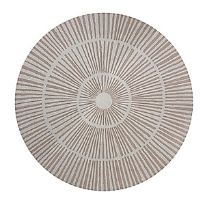 Lacomfy Modern Rug 6Ft Round Abstract Bedroom Carpet Circle Contemporary Sunshine Living Room Floor Mat Nonslip Dining Room Area Rug Non Shedding Washable Throw Rug for Home Decor, Coffee