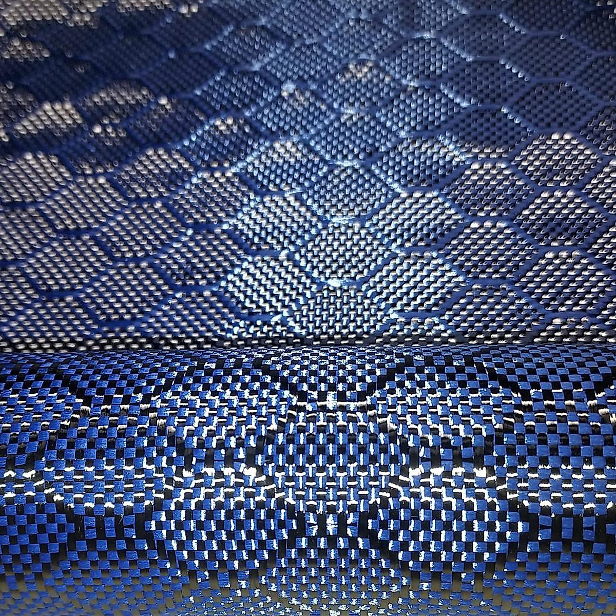 KARBXON - 4 in x 5 ft – Beehive Weave - Carbon Fiber Aramid Fabric - Blue - 3K - 240g/meter - Beehive Weave 4” Wide Hemmed Fabric for Repair, DIY Projects (5, Ft)