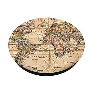 Vintage Travel World Map Design Travel Globe Background PopSockets Swappable PopGrip
