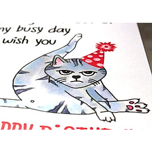 Taking Time out of My Busy Day to Wish You a Happy Purr-fect Birthday Handmade Card from Grumpy Cat, Funny Bday Gift for Cat Mom, Cat Dad or Cat Lover