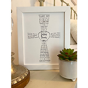 Jesus Loves Me Frame for Baby's Baptism, Dedication or Christening - Made in USA Frame - Gift for Granddaughter/Grandson/Godson/Goddaughter on Christening, Baptism, Dedication (White - Regular)